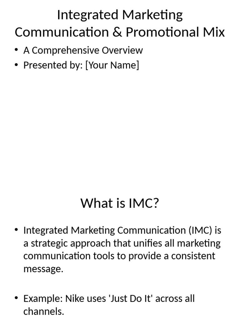 IMC Promotional Mix Presentation | PDF | Marketing Communications ...