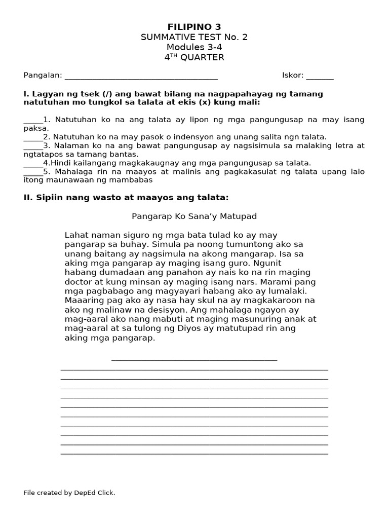 Fil3 ST2 Q4 | PDF