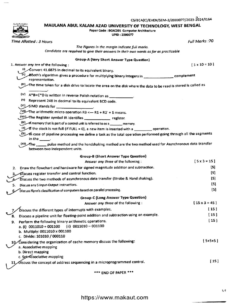 Bca 2 Sem Computer Architecture Bcac201 2024 | PDF