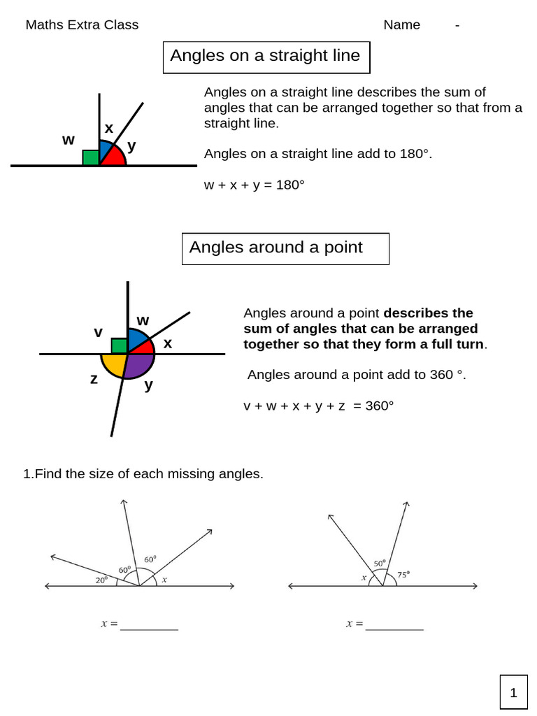 Angles On A Straight Line: Describes The Sum of Angles That Can Be ...