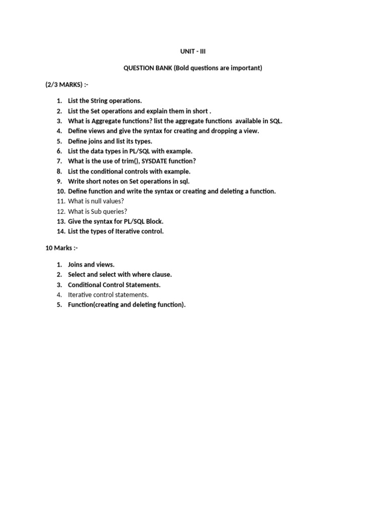 UNIT-III & IV QB(DBS) | PDF