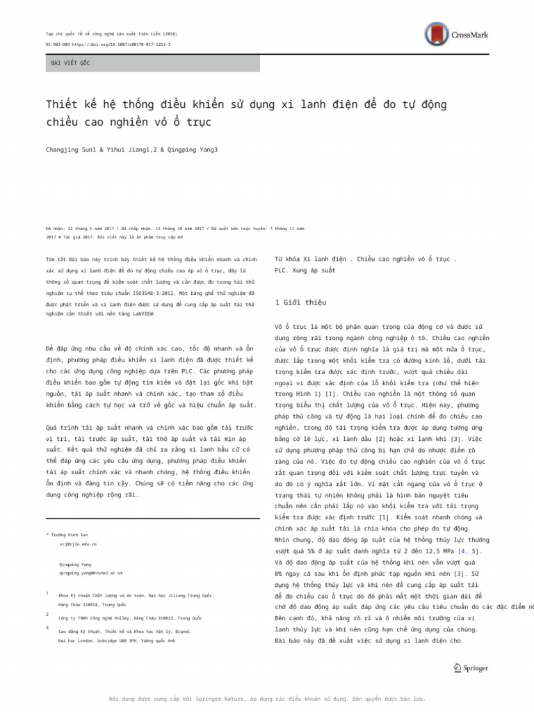 Dich Design of Control System Using Electric Cylinder F | PDF