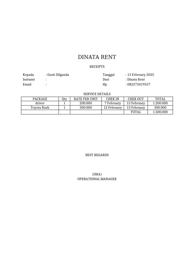 Dinata Rent | PDF