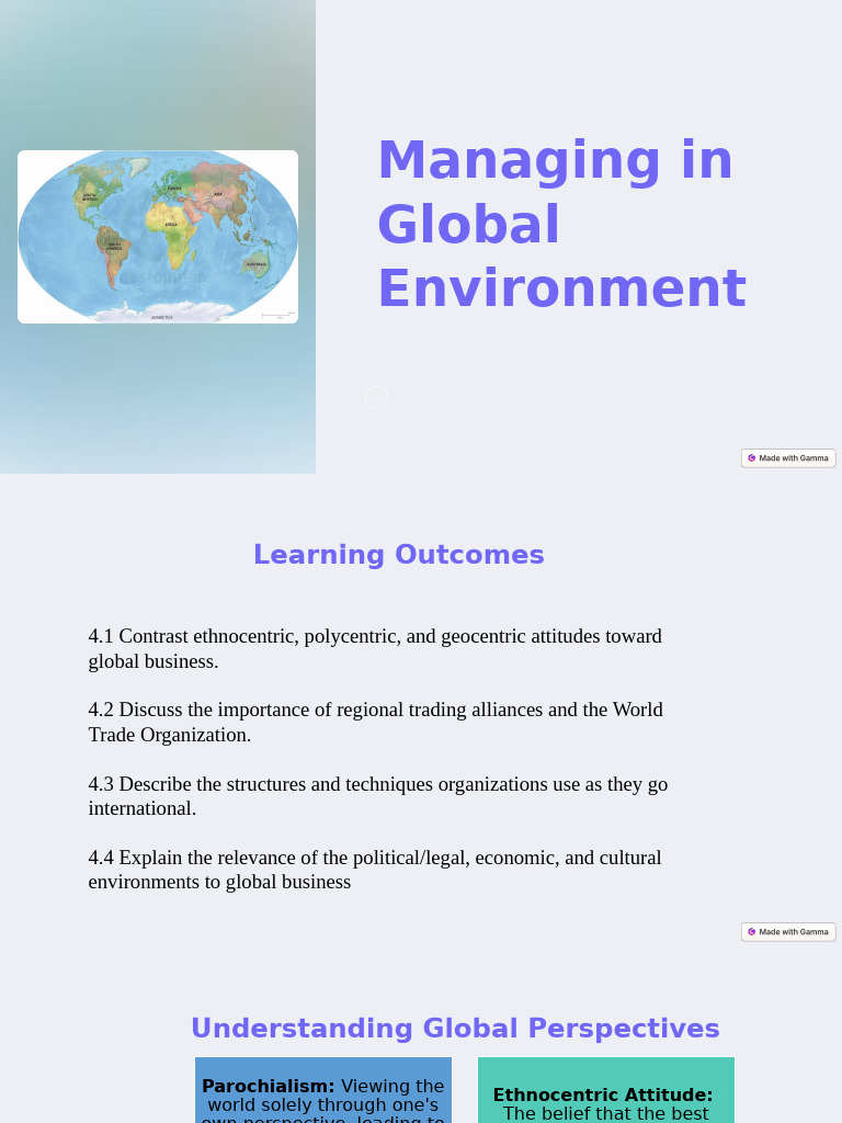 Managing in Global Environment | PDF | Multinational Corporation | Exports