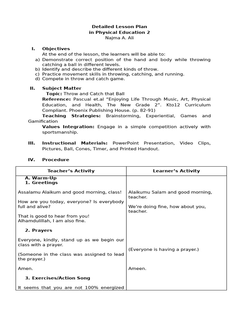 A-Detailed-Lesson-Plan-in-Physical-Education-2-1 | PDF | Lesson Plan ...
