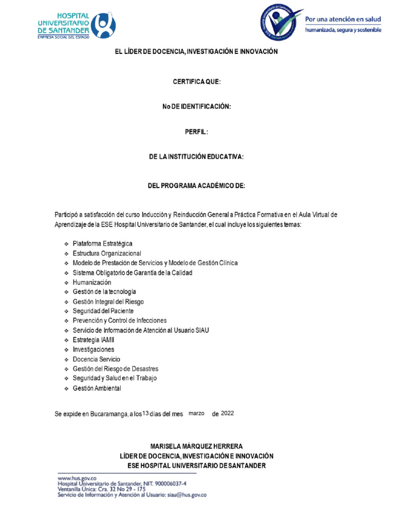 Certificado de Induccion y Reinduccion General A Practica Formativa | PDF