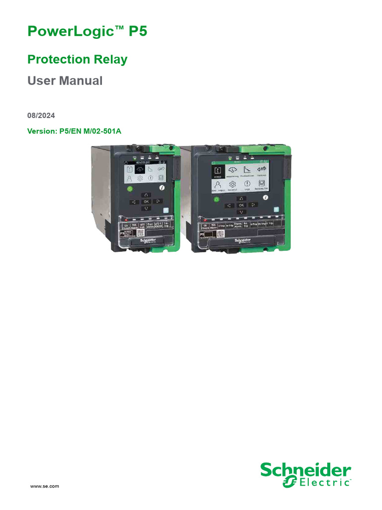 User Manual PowerLogic P5 Protection Relay_P5_EN_M_02-501A | PDF ...