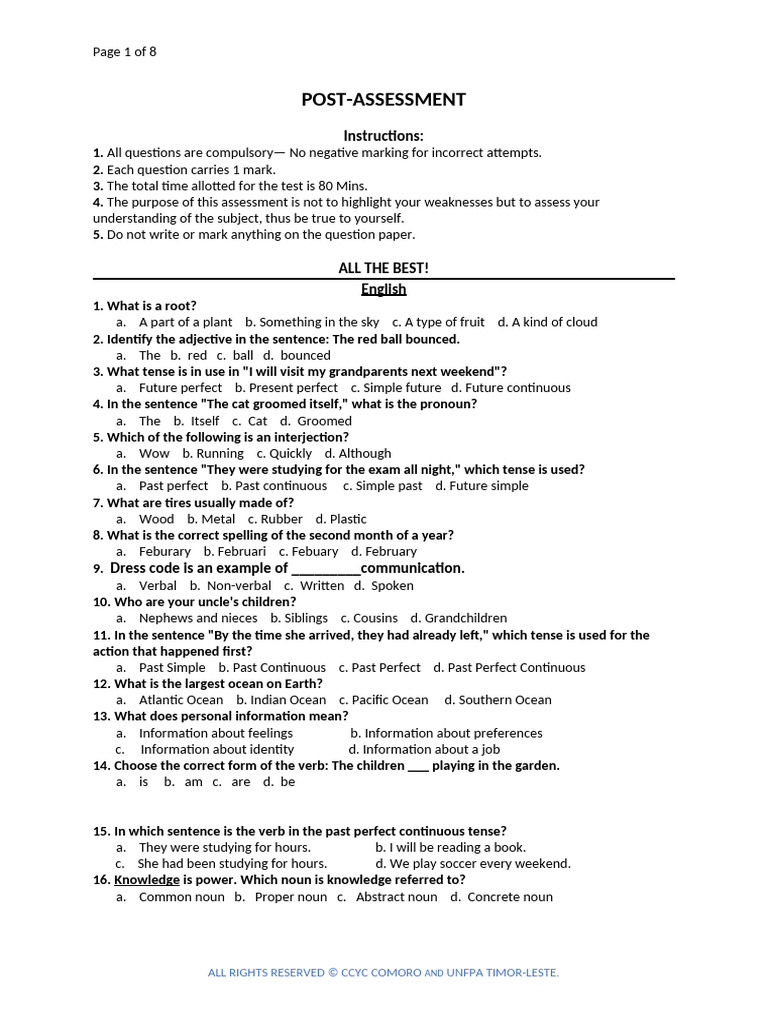 Post-Assessment Question Paper | PDF | Application Software | Microsoft ...