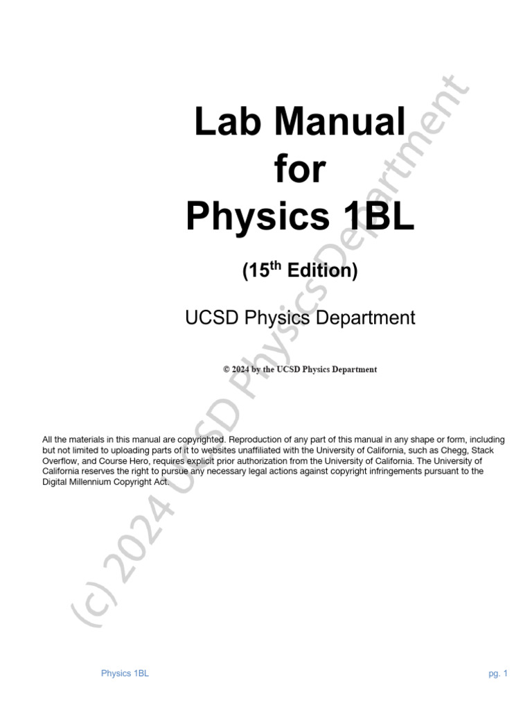Physics 1BL Lab Manual | PDF | Significant Figures | Uncertainty