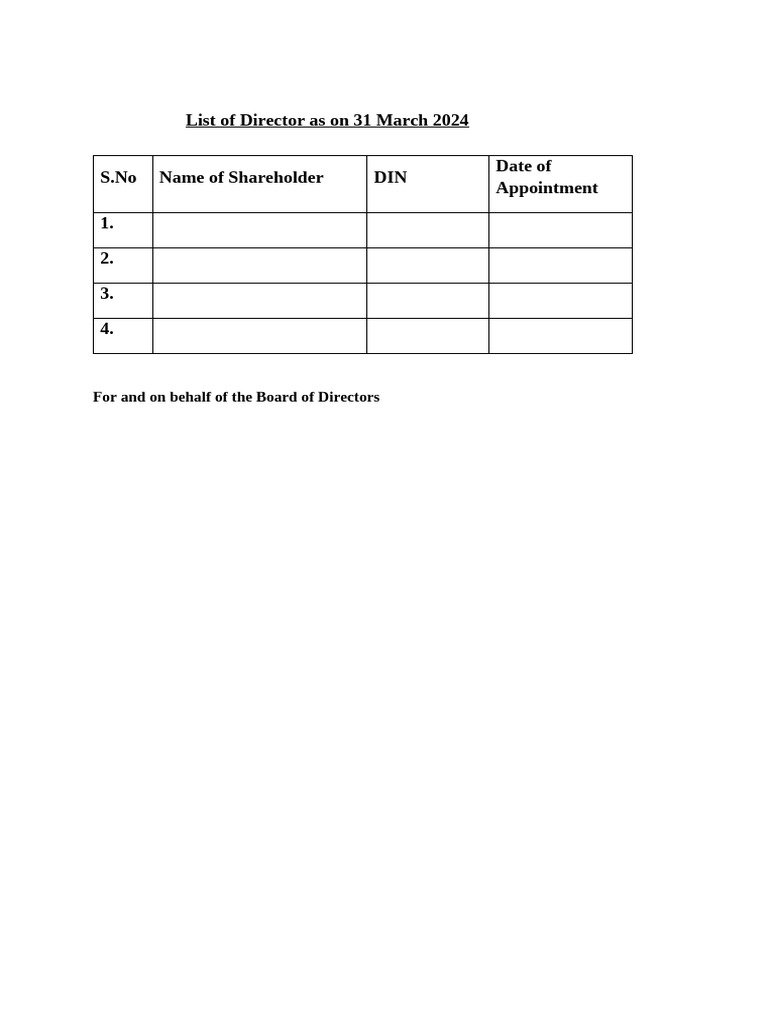 List of Director Advance | PDF
