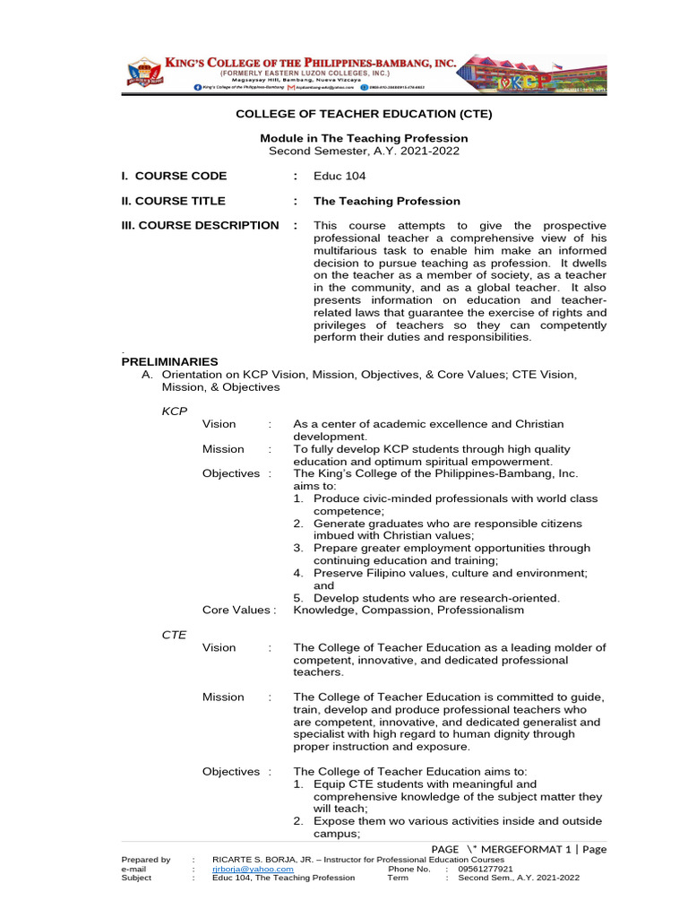 MODULE COMPLETE Teaching Profession | PDF | Learning | Teachers