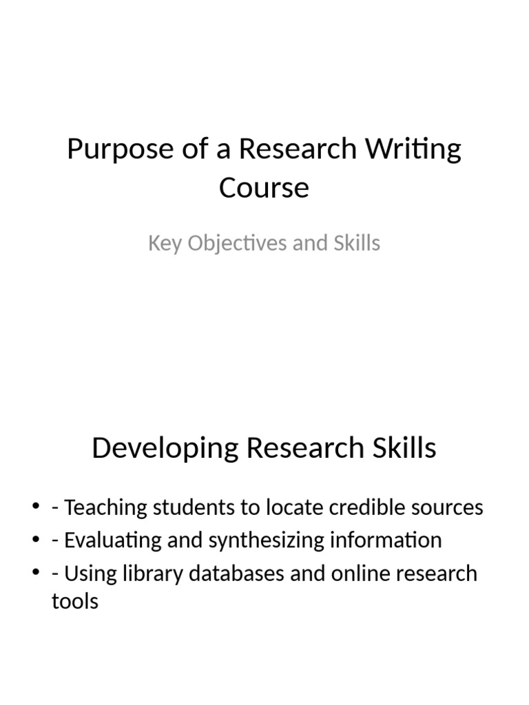 Research Writing Course Objectives | PDF