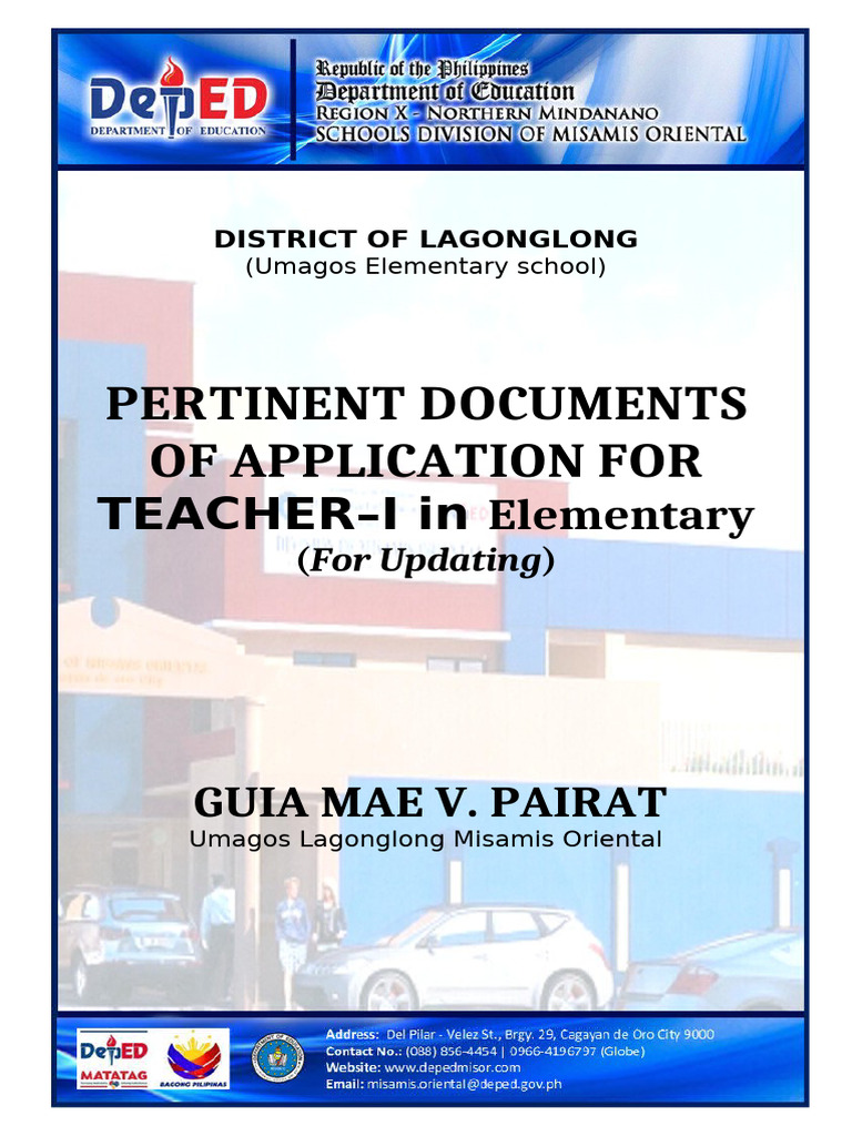 Teacher-I Application Cover Page | PDF