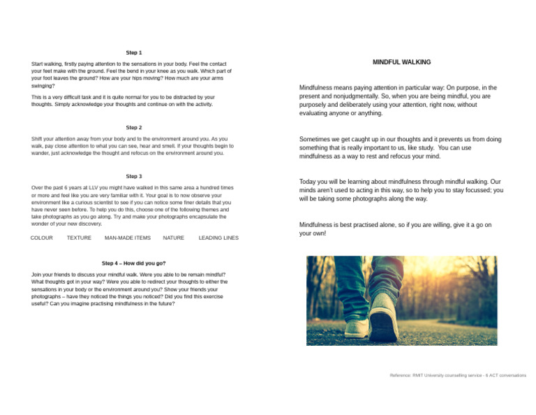 Mindful Walking: A Step-by-Step Guide | PDF