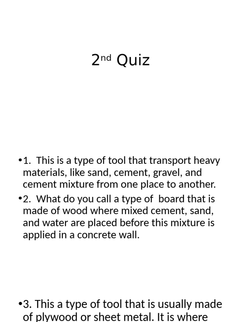 Hand Tools Quiz for Construction | PDF