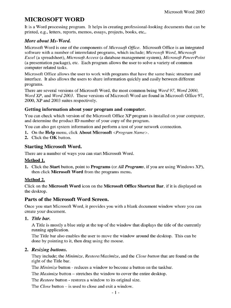 MS Word Notes | PDF