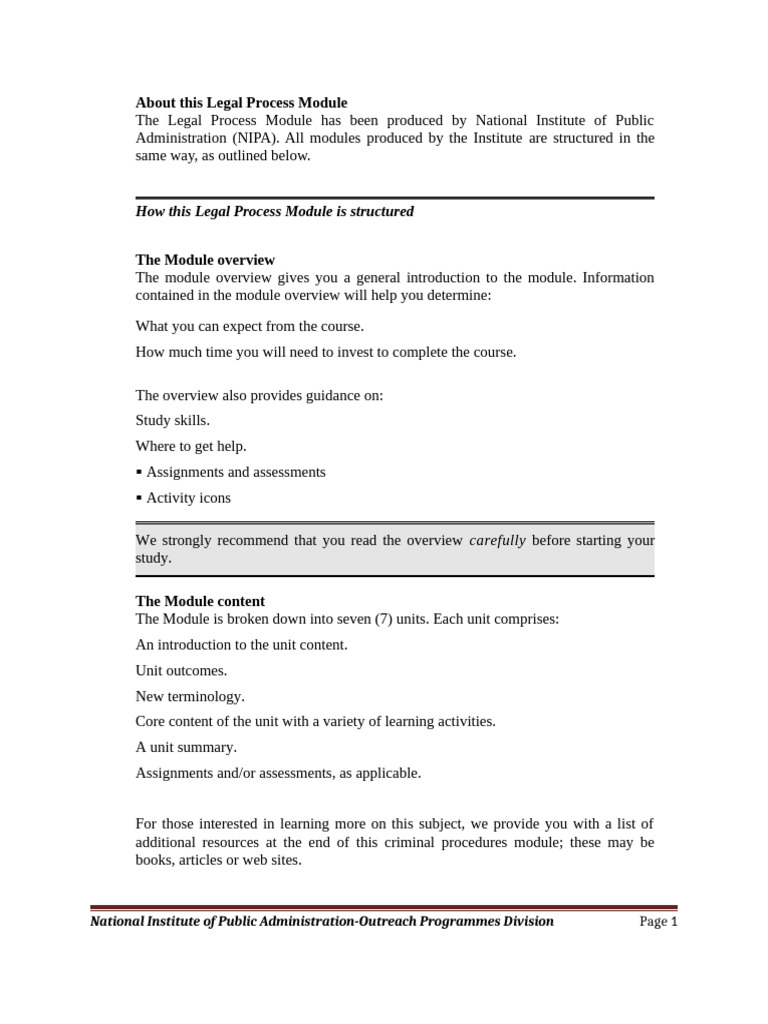 Legal Process Module Overview and Guide | PDF | Precedent | Damages