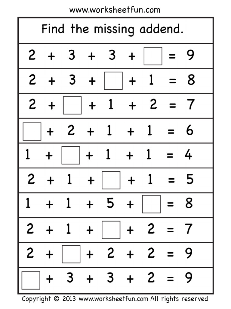 Missing Addend Level3 - W1 | PDF