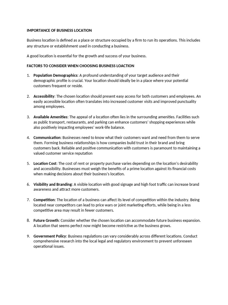 Choosing the Right Business Location | PDF | Brand | Competition