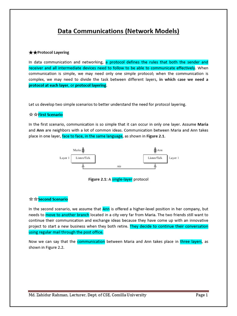 Data Communications - Network Models | PDF | Osi Model | Computer Network