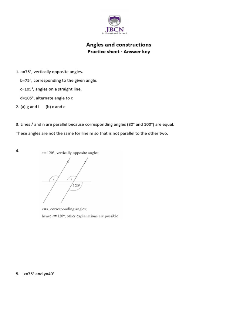 G7_maths_PracticeSheet-angle and construction-3-Ans key | PDF