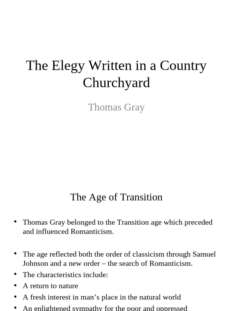 Thomas Gray's Elegy in a Country Churchyard | PDF | Poetry
