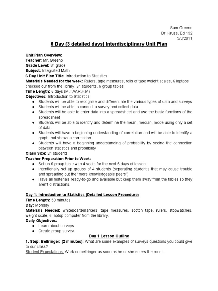 Interdisciplinary Unit Plan | PDF | Educational Assessment | Survey ...
