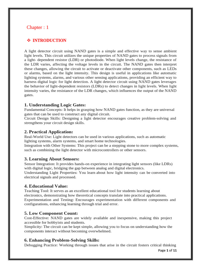 Dte. Light Detector Circuit Using Nand Gate, New | PDF | Electronic ...