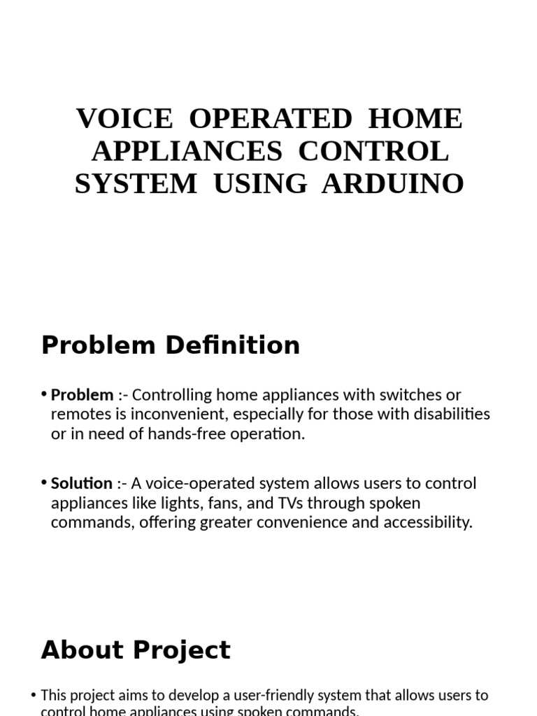 Voice Control Home Appliance Using Arduino Megaproject | PDF
