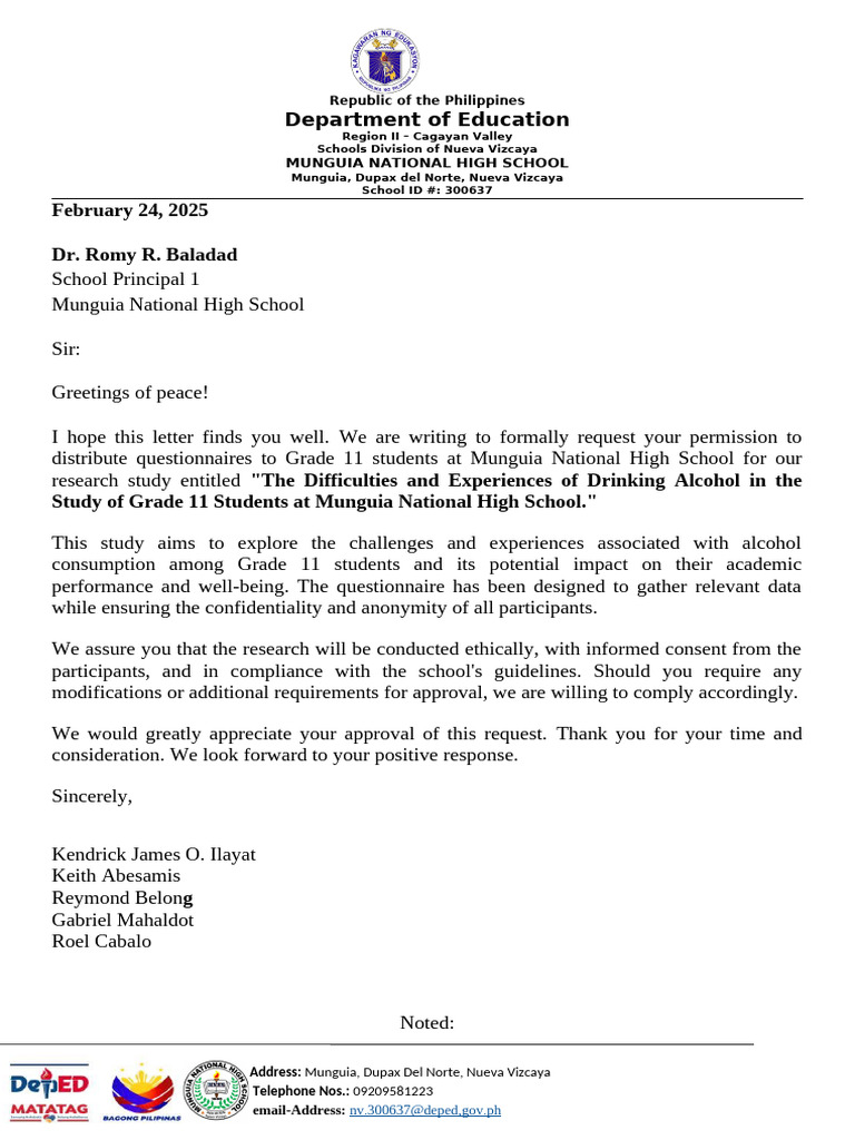 Alcohol Consumption Study at Munguia High | PDF