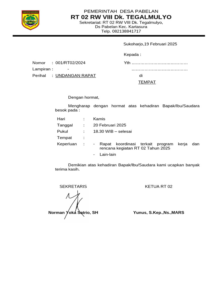 Undangan RT | PDF