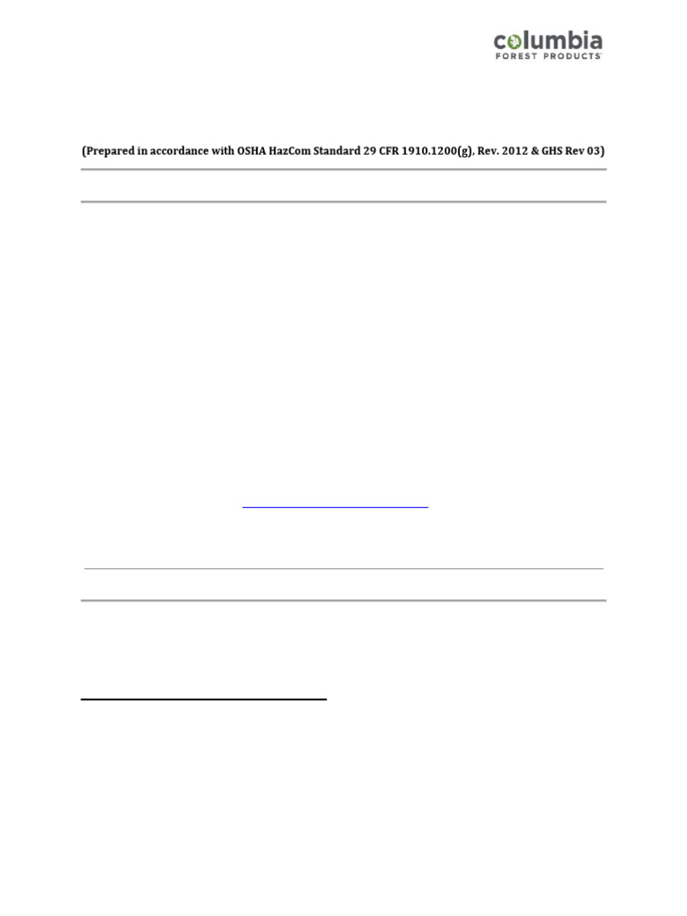 SDS OSHA GHS - Formaldehyde - WoodDust June 1dggg | PDF | Toxicity ...