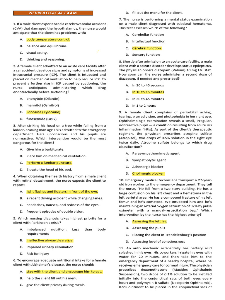 GEP-PRACTICE-TEST | PDF | Stroke | Headache