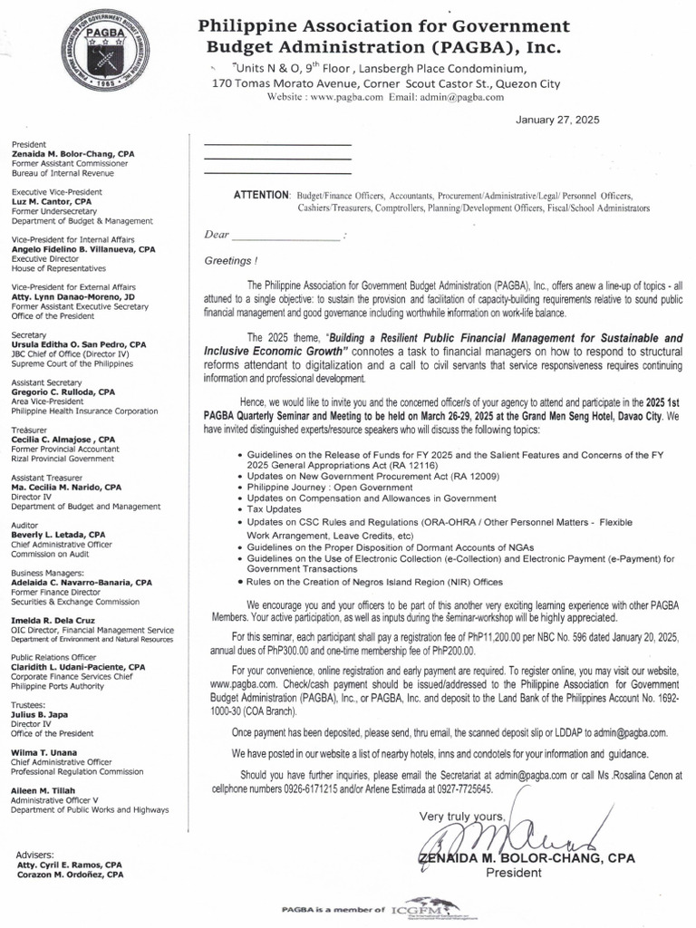 2025 PAGBA Invitation | PDF