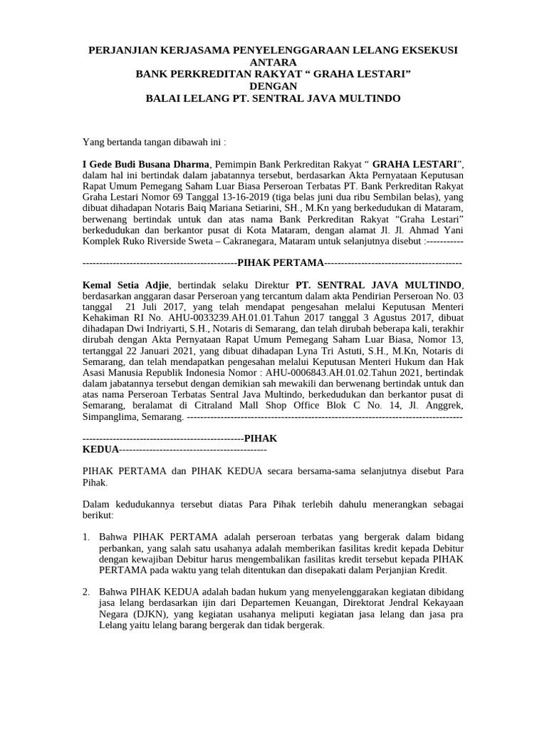 DRAFT PKS (Kosong) Utk BPR | PDF