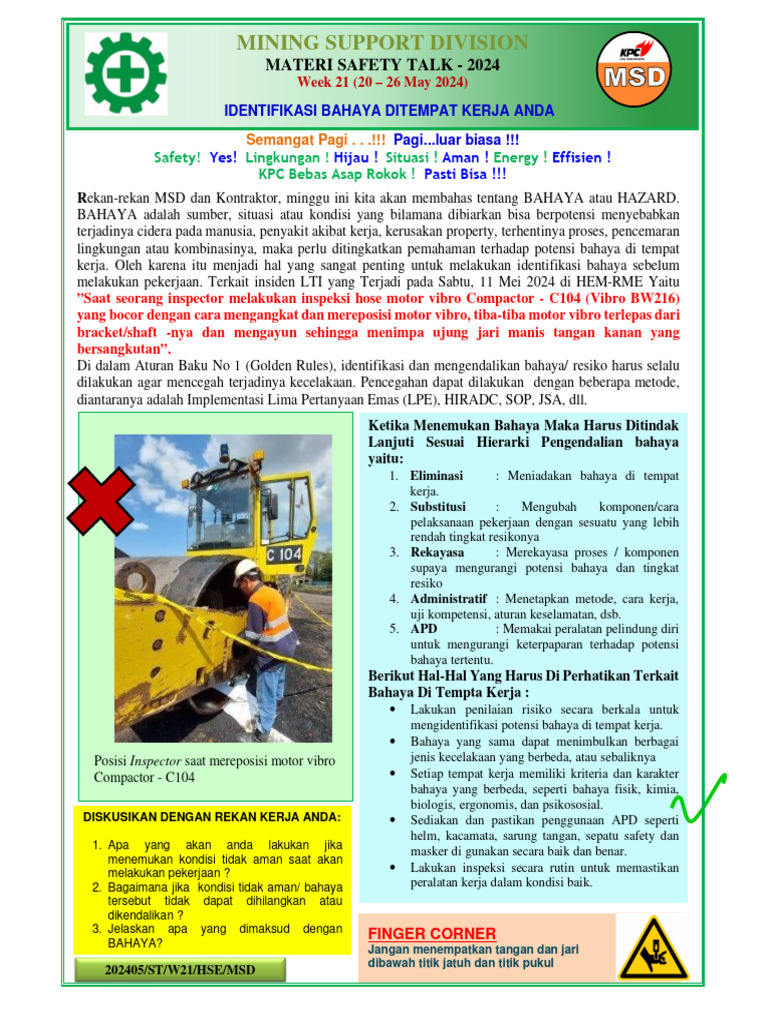 Identifikasi Bahaya di Tempat Kerja 2024 | PDF