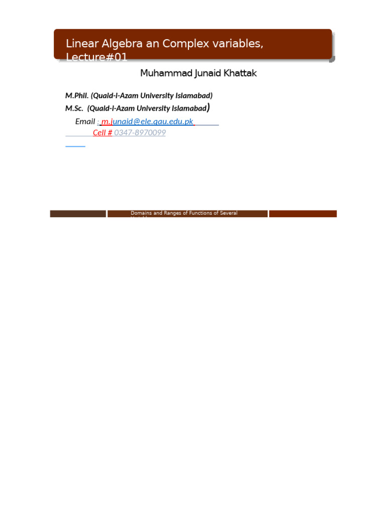 Linear Algebra Lecture 01 | PDF