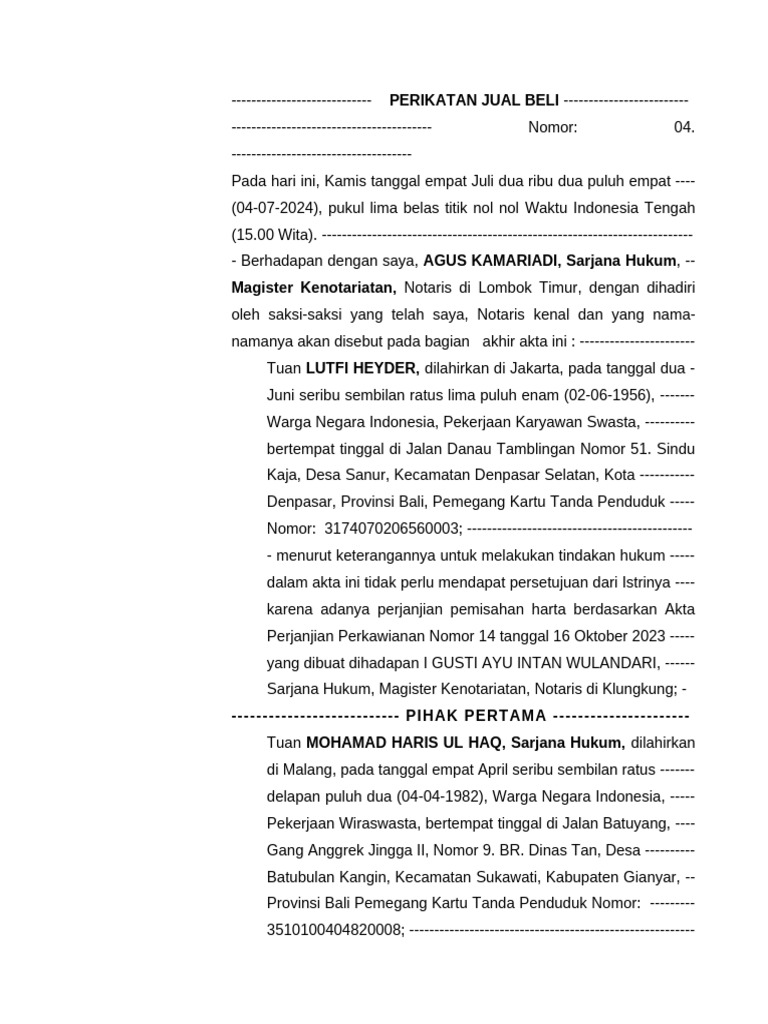 PERIKATAN LUTFI HEYDER NO.1852 | PDF