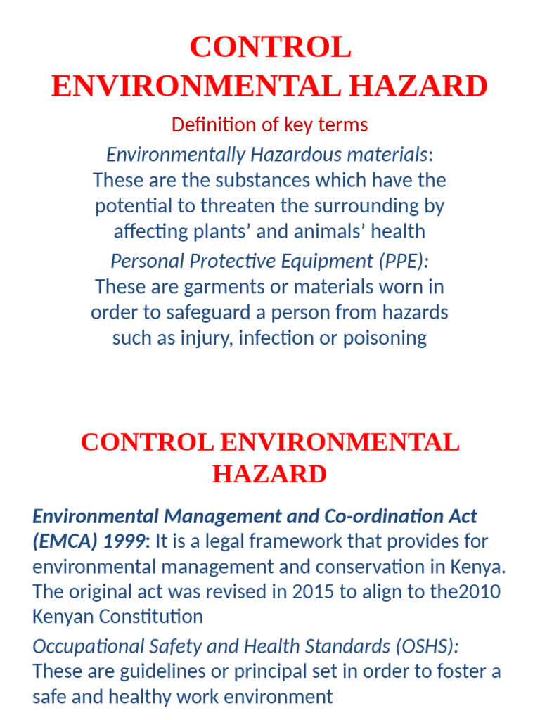 Control Environmental Hazard | PDF | Waste | Personal Protective Equipment