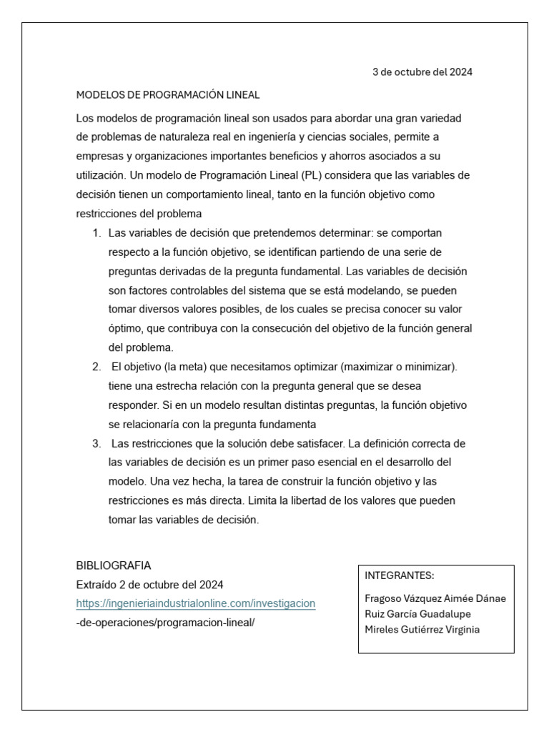 modelo de programacion lineal | PDF modelo de programacion lineal | PDF