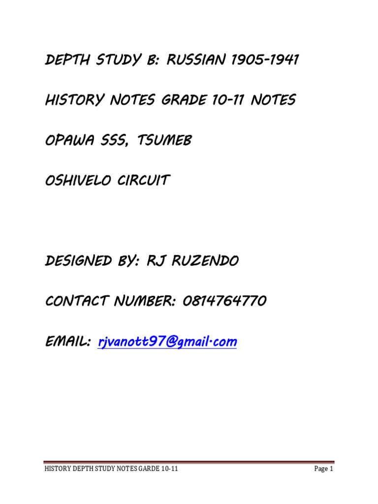 Russian Depth Study Notes Grade 10-11 2 | PDF | Joseph Stalin | Leon ...