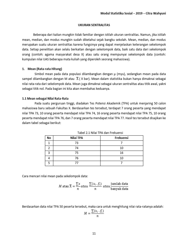 Modul Statistika Sosial Bagian II - (3) | PDF