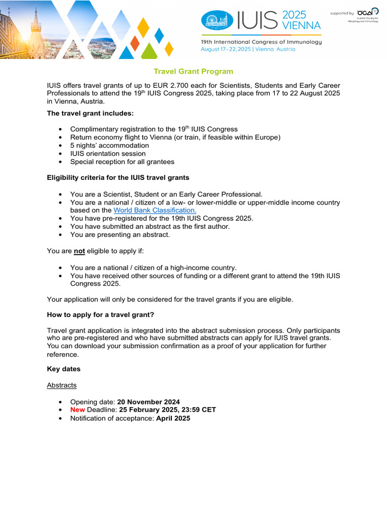 IUIS2025 Travel Grant Guidelines 13 February | PDF