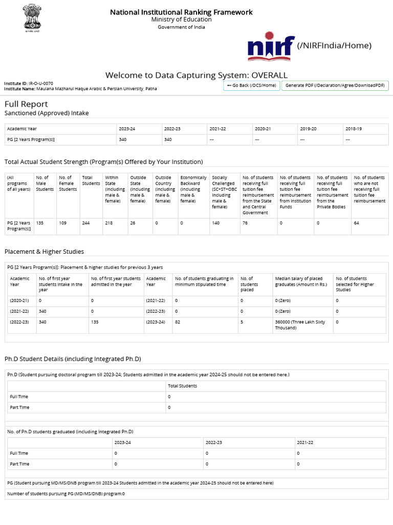All Report-MHRD, National Institutional Ranking Framework (NIRF) | PDF ...