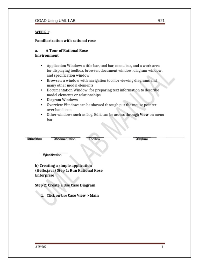 Ooad Using Uml Lab Manual | PDF | Use Case | Unified Modeling Language