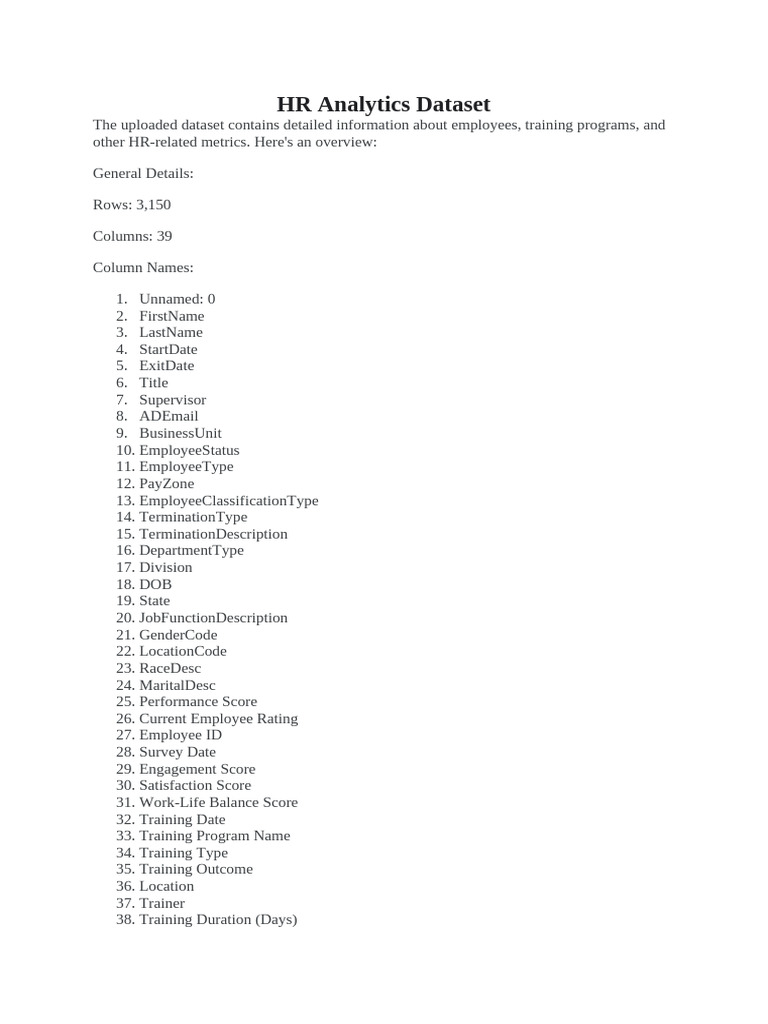 HR Analytics Dataset | PDF