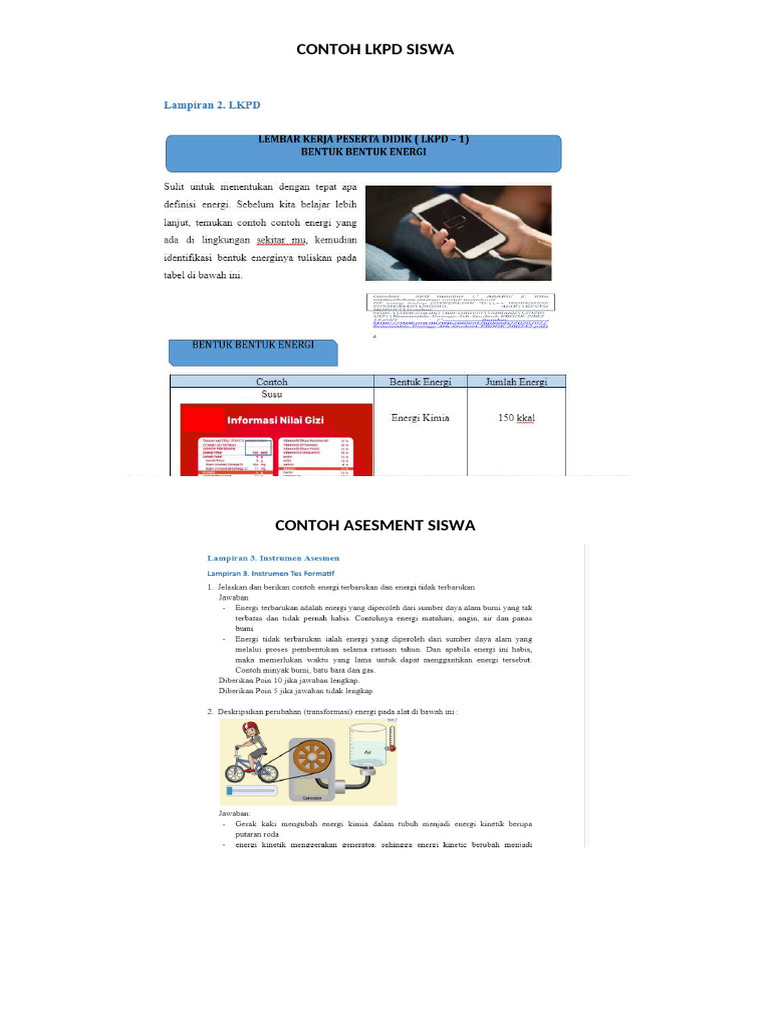 Contoh LKPD Siswa, Instrumen, Asesment | PDF