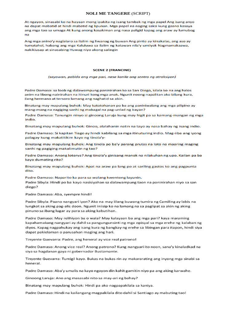 Noli Me Tangere Script | PDF