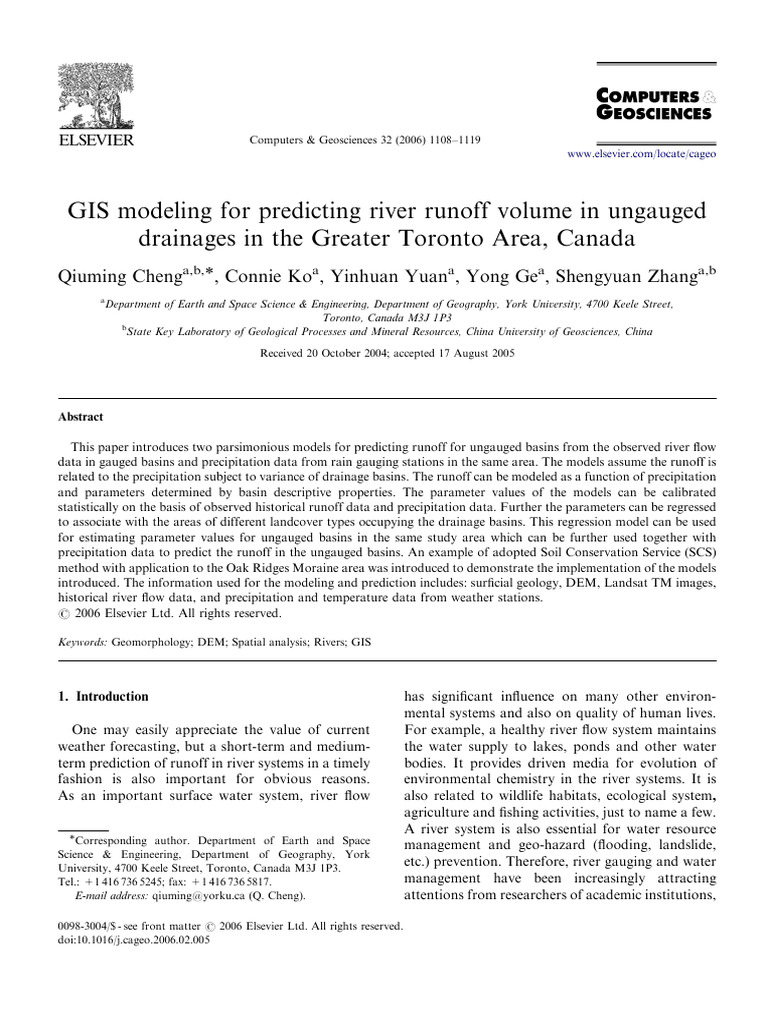 RIVER RUNOFF VOLUME - Cheng2006 | PDF | Drainage Basin | Hydrology