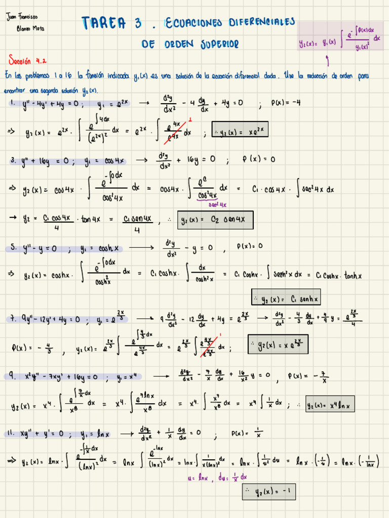 EDO. Tarea 3 - Ecs. de Orden Superior | PDF